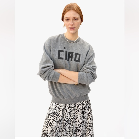 Clare V | Tops | Clare V Oversized Sweatshirt Grey Ciao Nwt | Poshmark